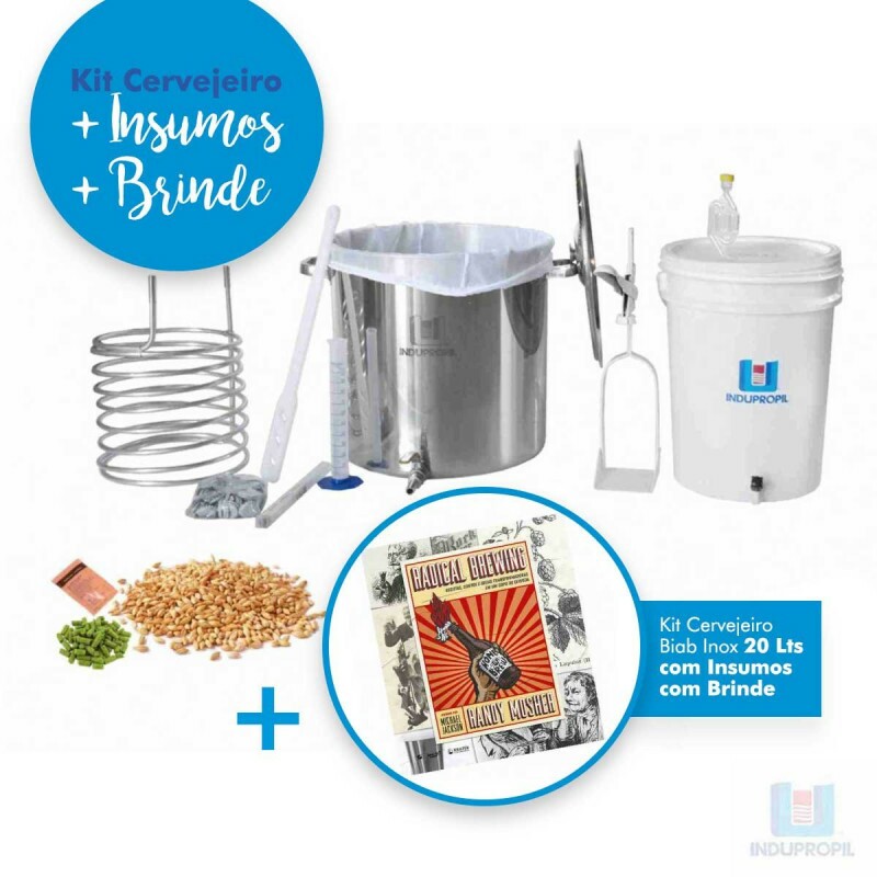 Kit Cervejeiro Biab Inox 20 Lts com Insumos e Livro de Brinde