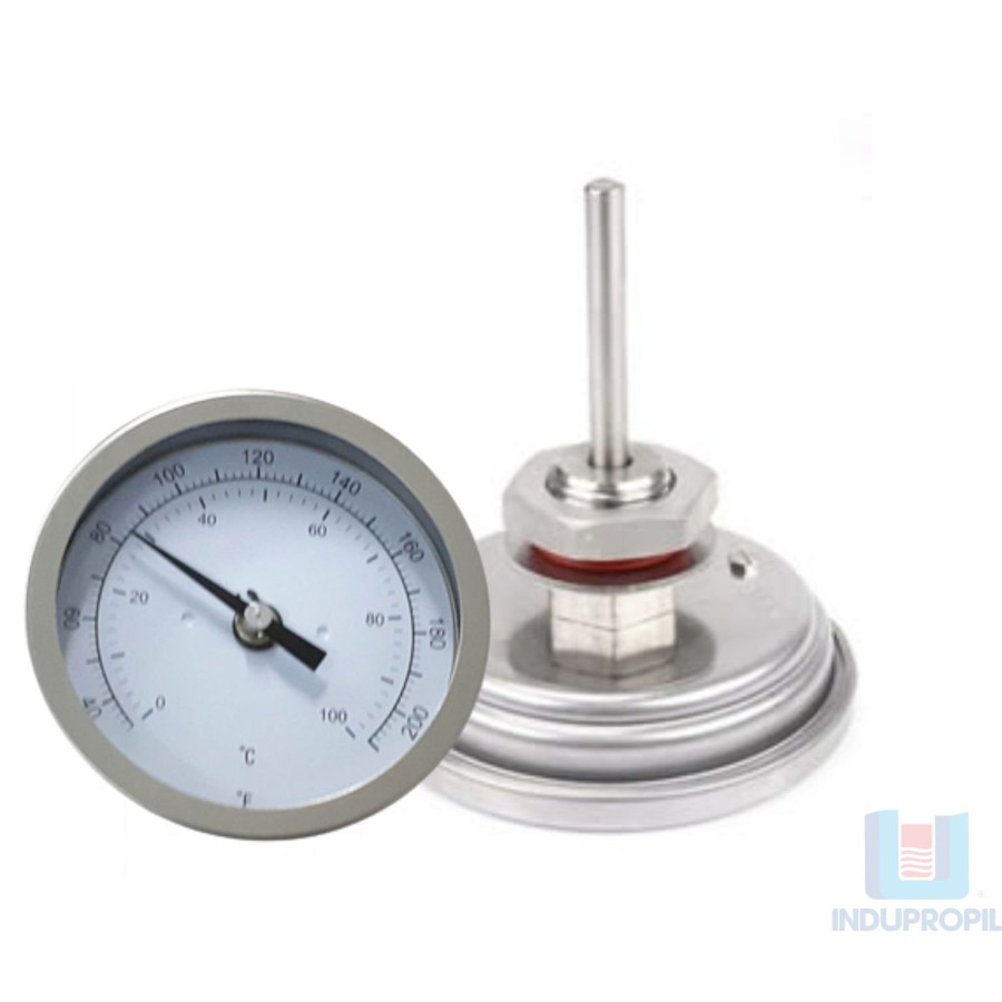 Kit Termômetro Bimetálico Inox Haste 60mm